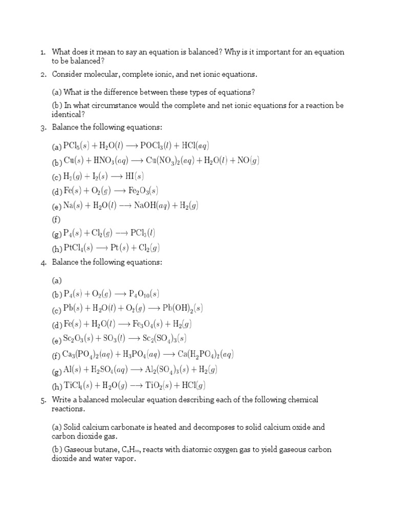Chemistry Exercises | PDF | Oxide | Chemical Reactions