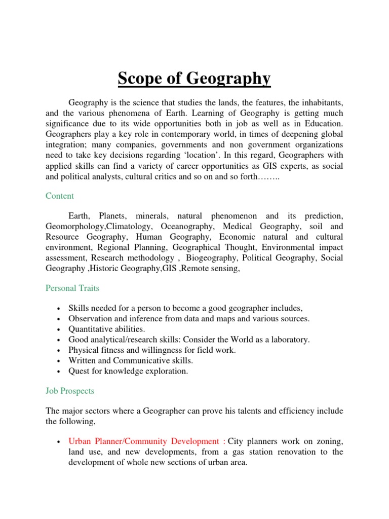Scope of Geography Hsslive | PDF | Geography | Cartography