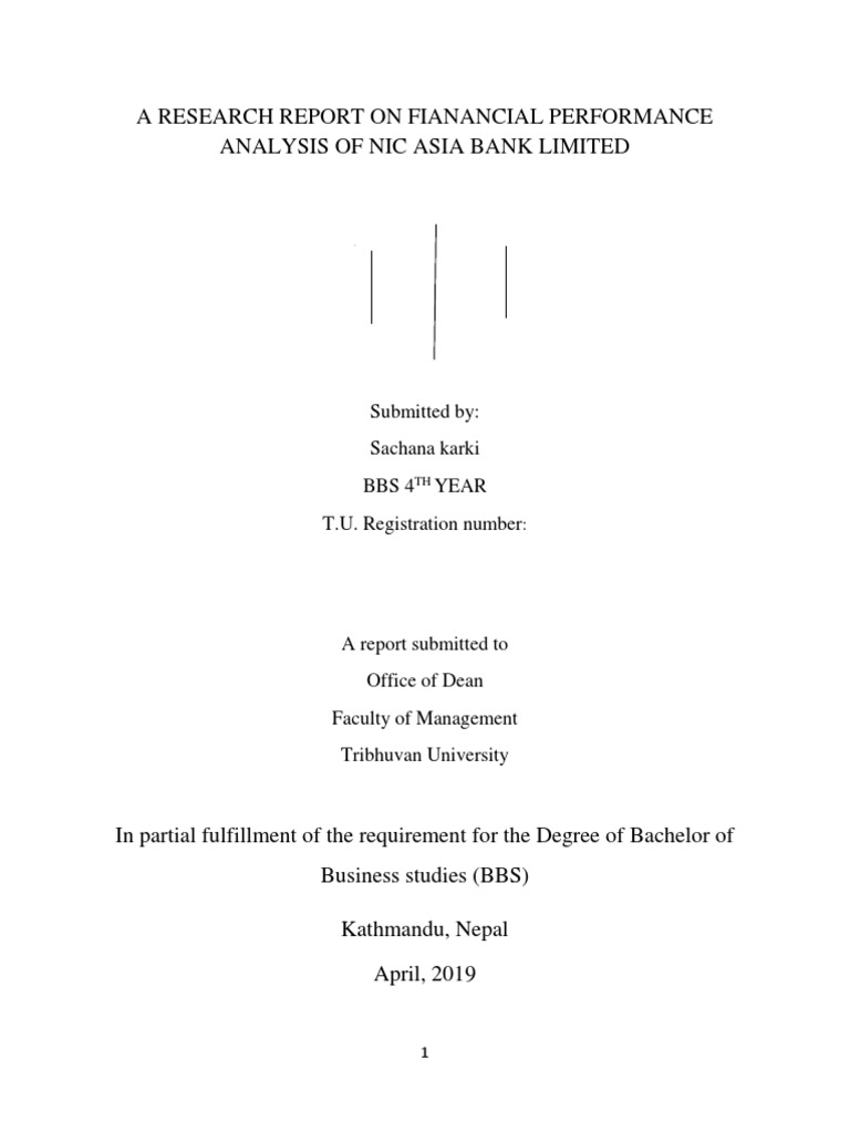 A Research Report On Fianancial Performance Analysis of Nic Asia Bank ...