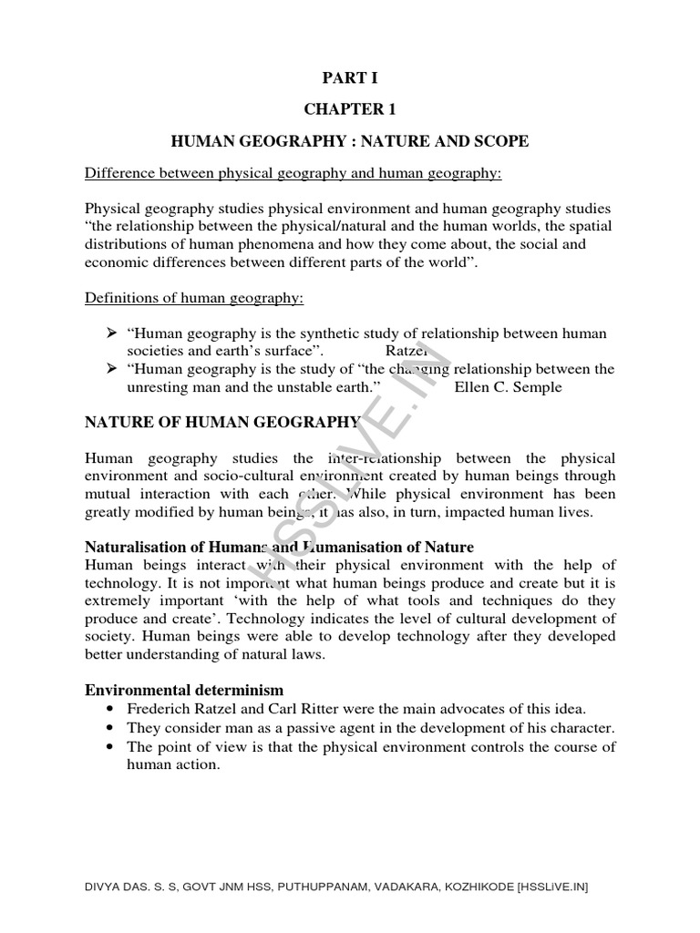 Xii Part1 Chapt1 Human Geography-Divya Hsslive | PDF | Geography | Human