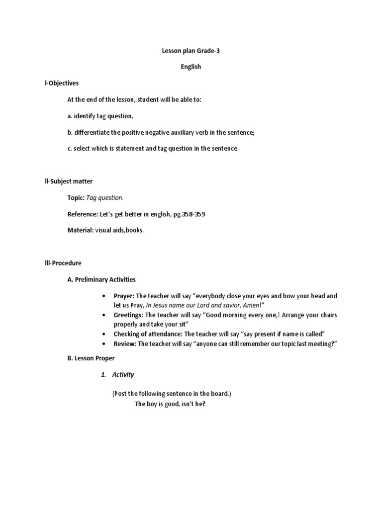 Lesson Plan | PDF | Lesson Plan | Question