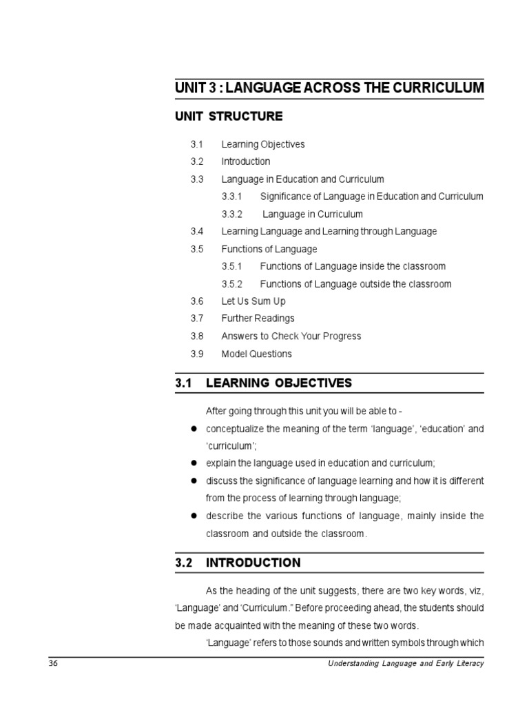 Unit 3: Language Across The Curriculum | PDF | First Language | Teachers