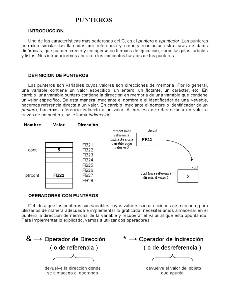 Guía sobre el uso de punteros en C: operaciones básicas, aritmética de ...