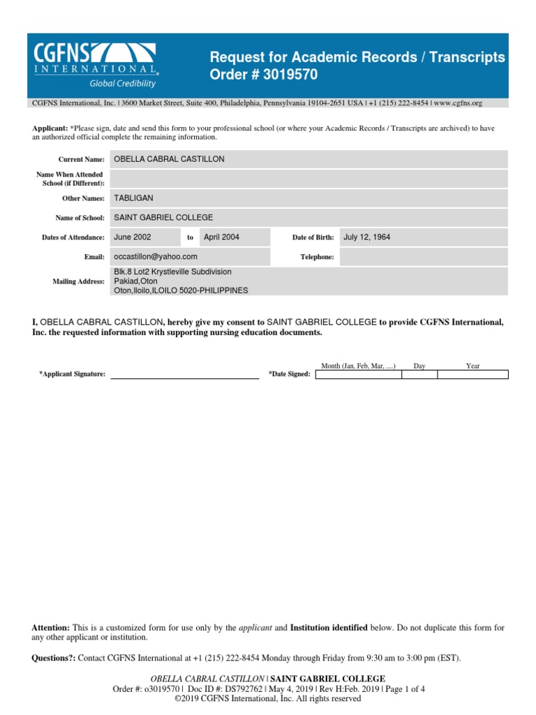 CGFNS International | PDF | Nursing | Diploma