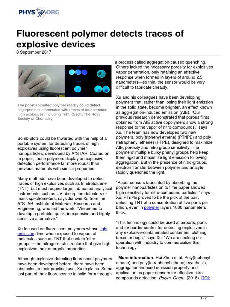 2017 09 Fluorescent Polymer Explosive Devices | PDF | Fluorescence ...