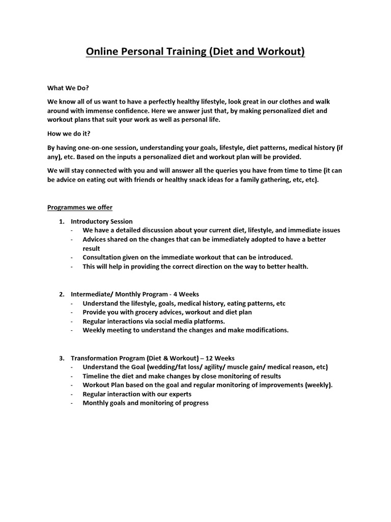 Online Personal Training | PDF
