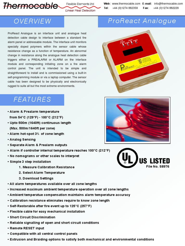 ProReact Analogue Technical Sheet | PDF