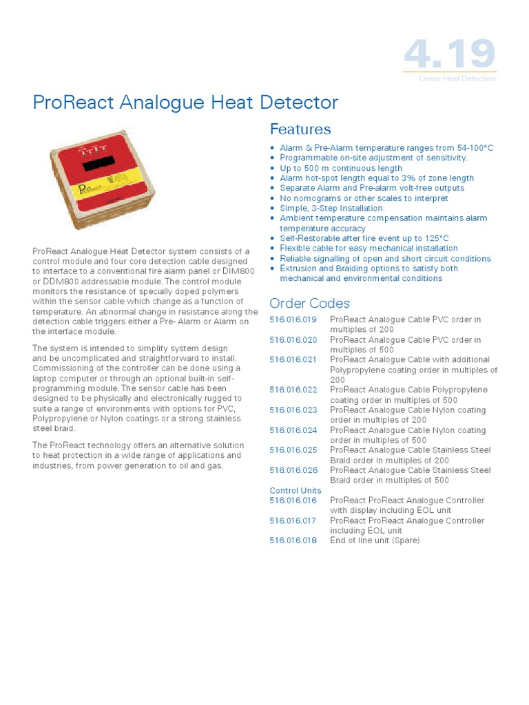 Proreact Linear Heat | PDF | Sensor | Manufactured Goods