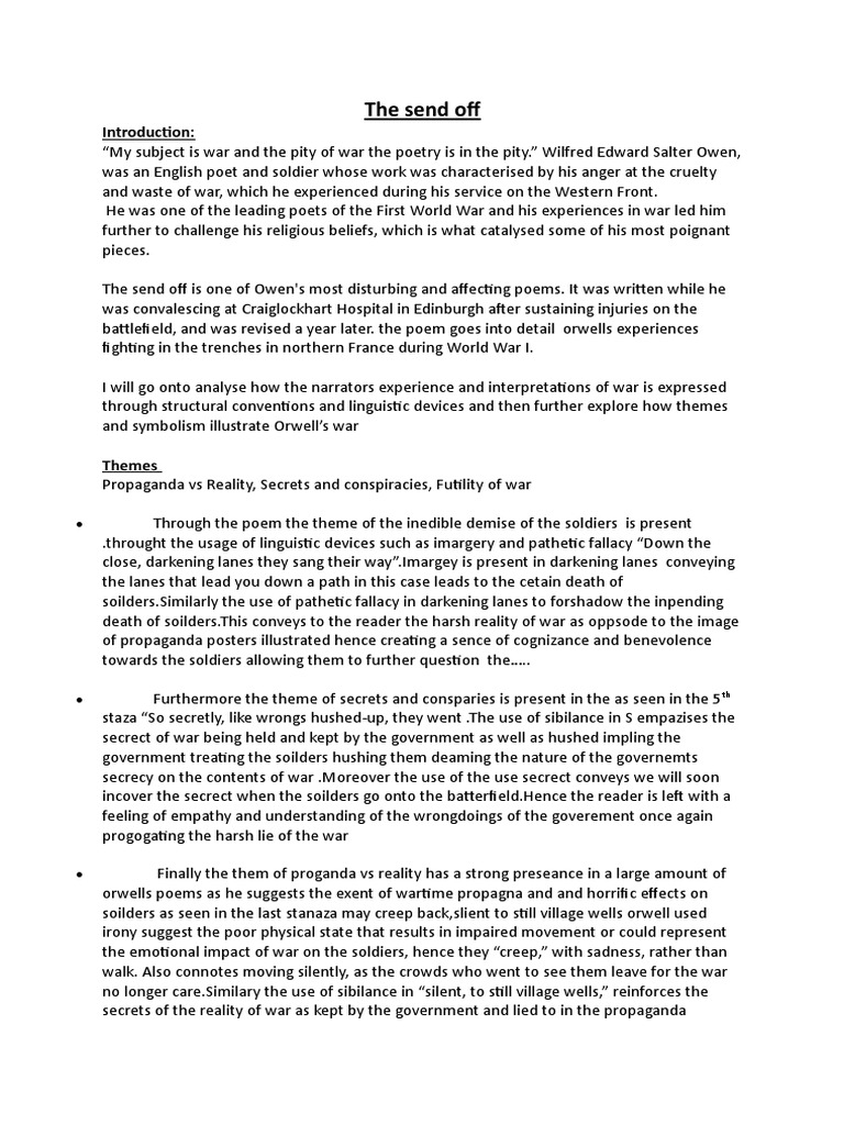 The Send Off | PDF | Secrecy | Poetry