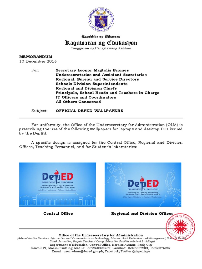 Official DepEd Wallpaper Guidelines | PDF | Computers | Art