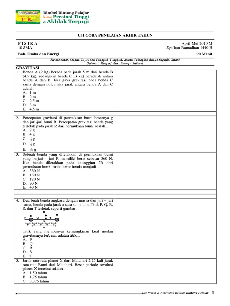 Uji Coba PAT FISIKA 10 | PDF