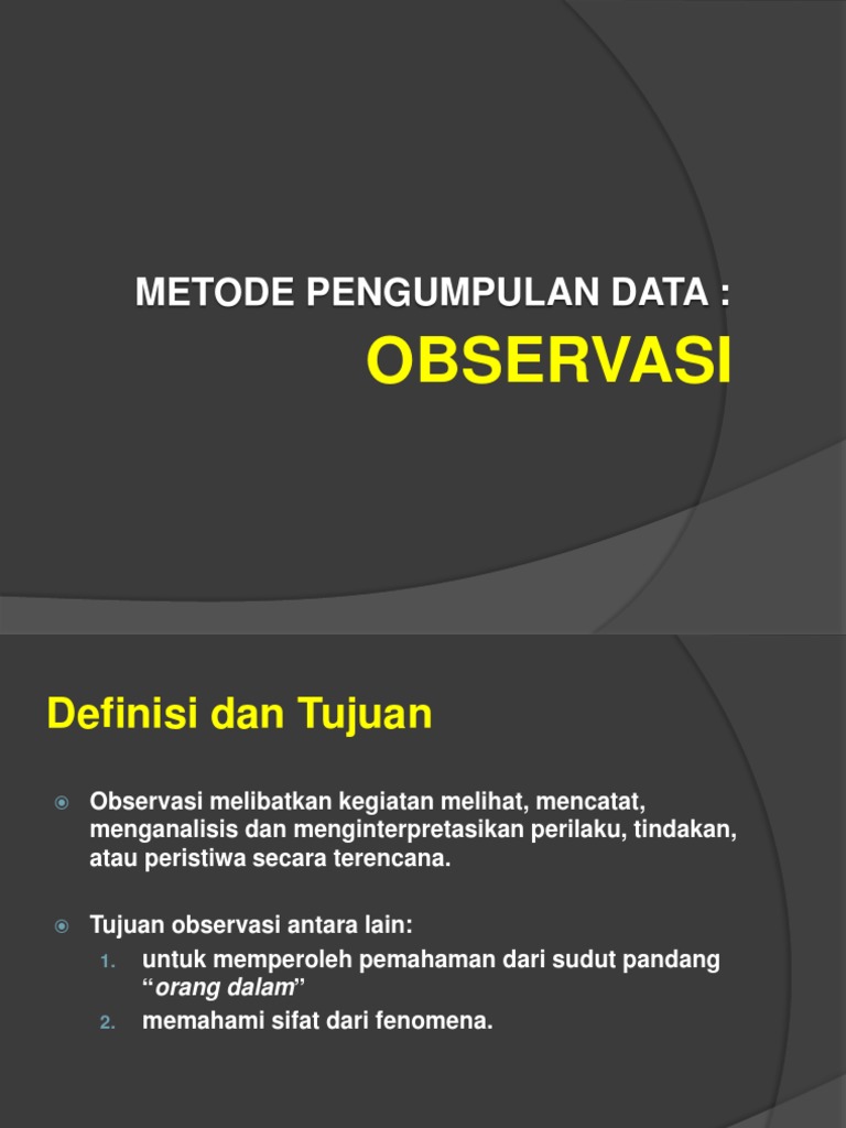 Metode Observasi dalam Pengumpulan Data | PDF | Karier & Perkembangan ...