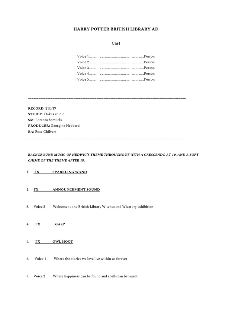 Harry Potter Script | PDF