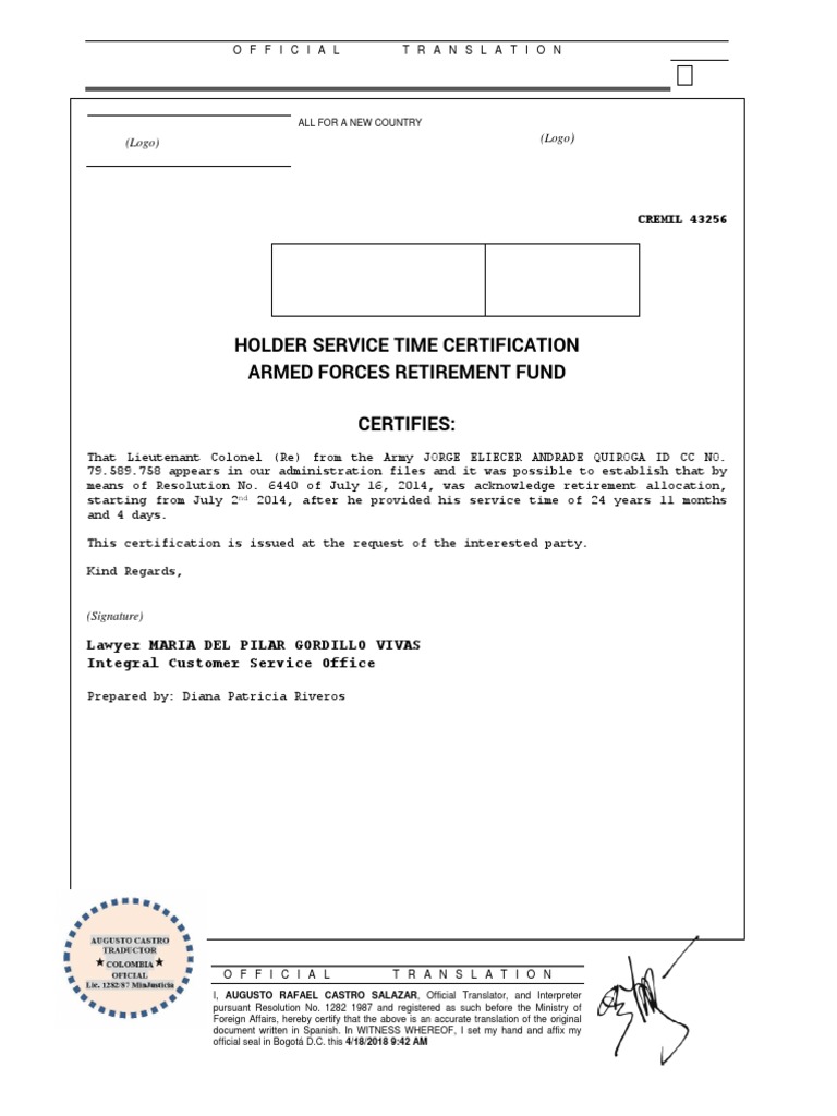 Time Certification Armed Forces PDF | PDF | Government