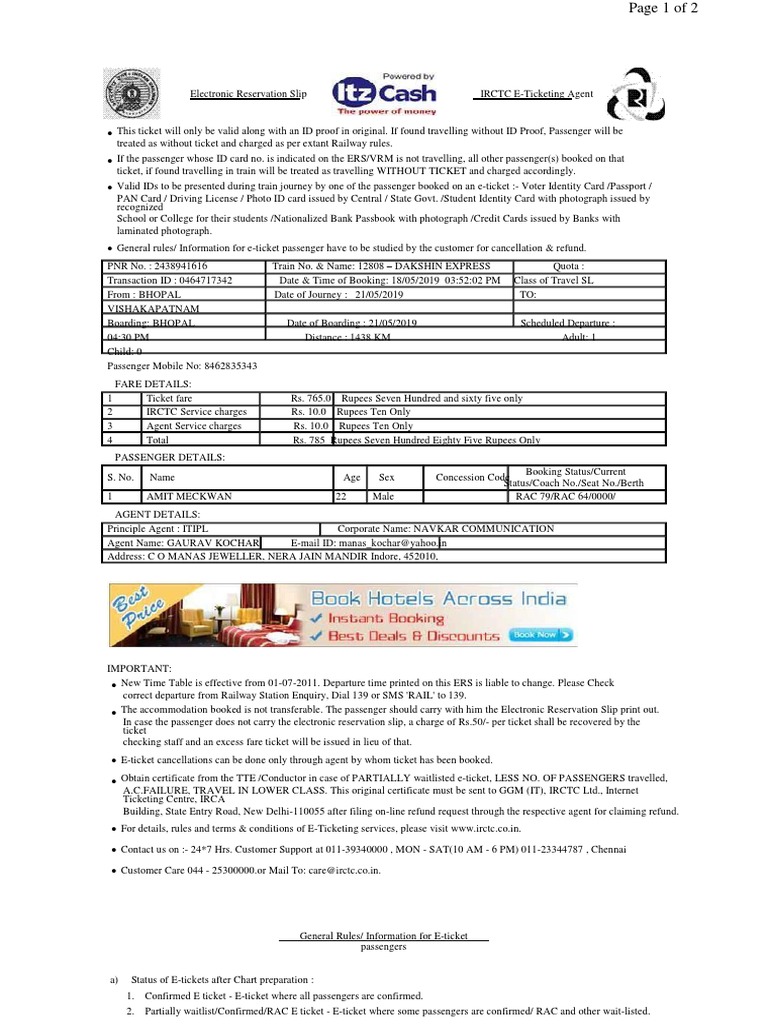 85323268-Irctc-Train Ticket | Download Free PDF | Identity Document ...