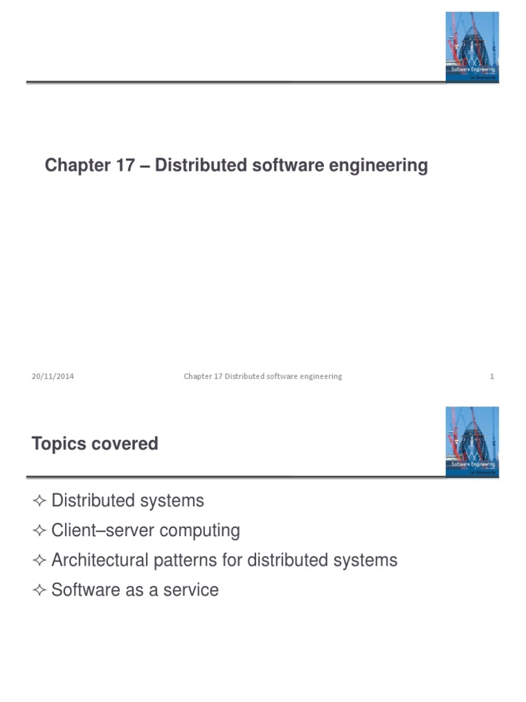 Chapter 17 Distributed Software Engineering 1 20/11/2014 | PDF | Client–Server Model | Peer To Peer