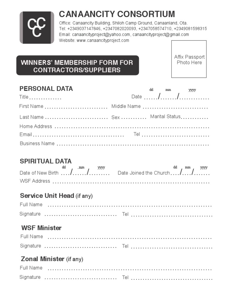 Winners Membership Form | PDF