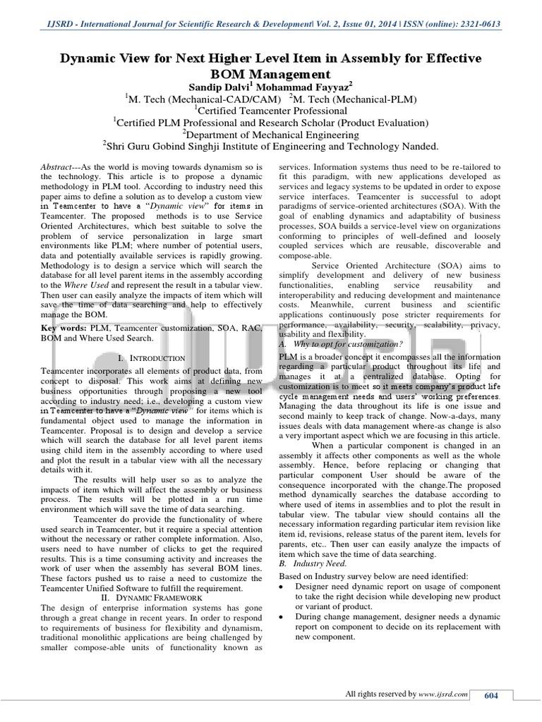 Dynamic View For Next Higher Level Item in Assembly For Effective BOM Management | PDF ...