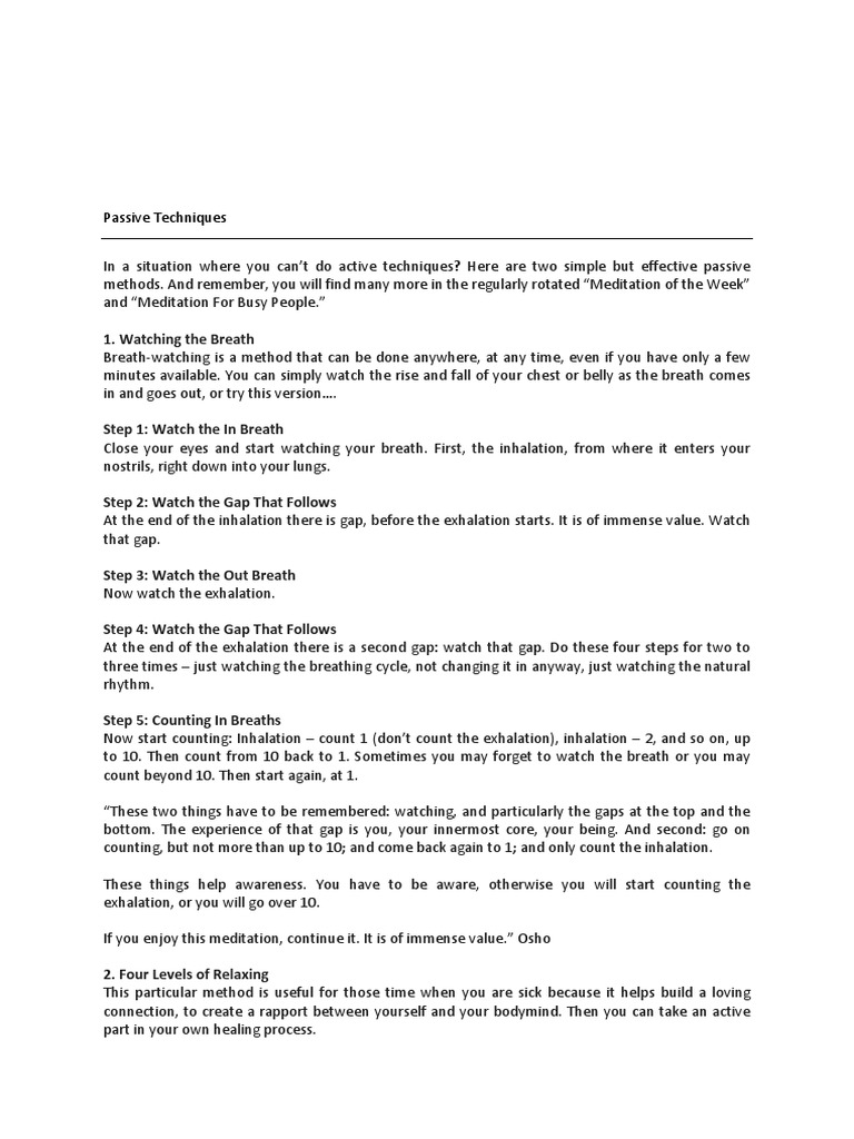 Osho Passive Meditation Techniques Pdf Exhalation Breathing