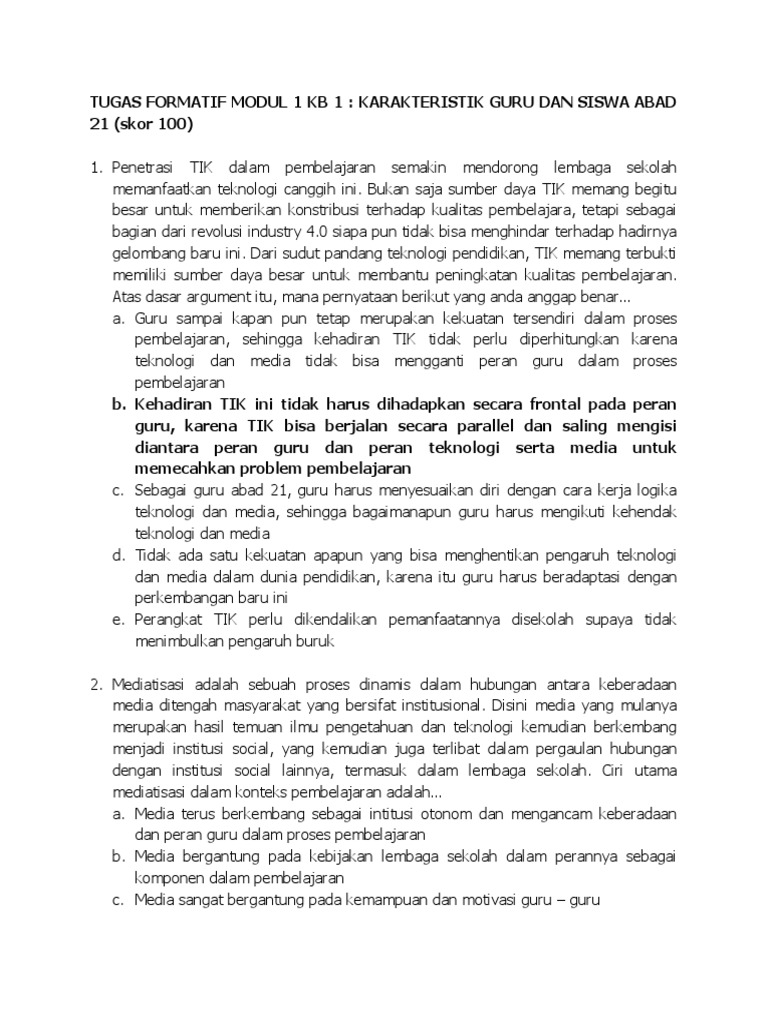 Kumpulan Soal Dan Jawaban Formatif MODUL 1 | PDF | Ilmu Sosial | Seni