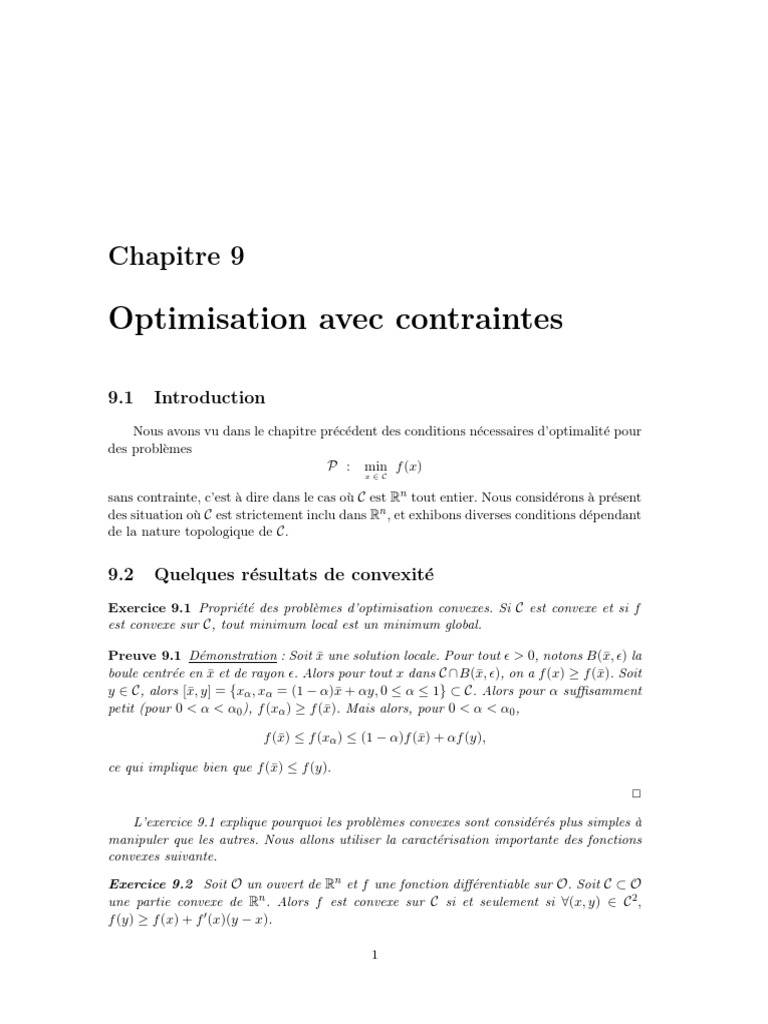 Optimisation sous contraintes convexes | PDF | Optimisation ...