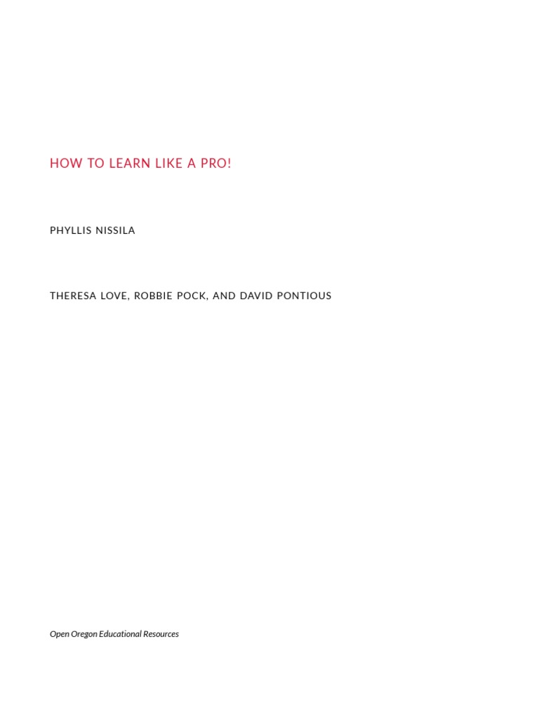 How To Learn Like A Pro 1541014215 PDF | PDF | Learning Styles | Self ...