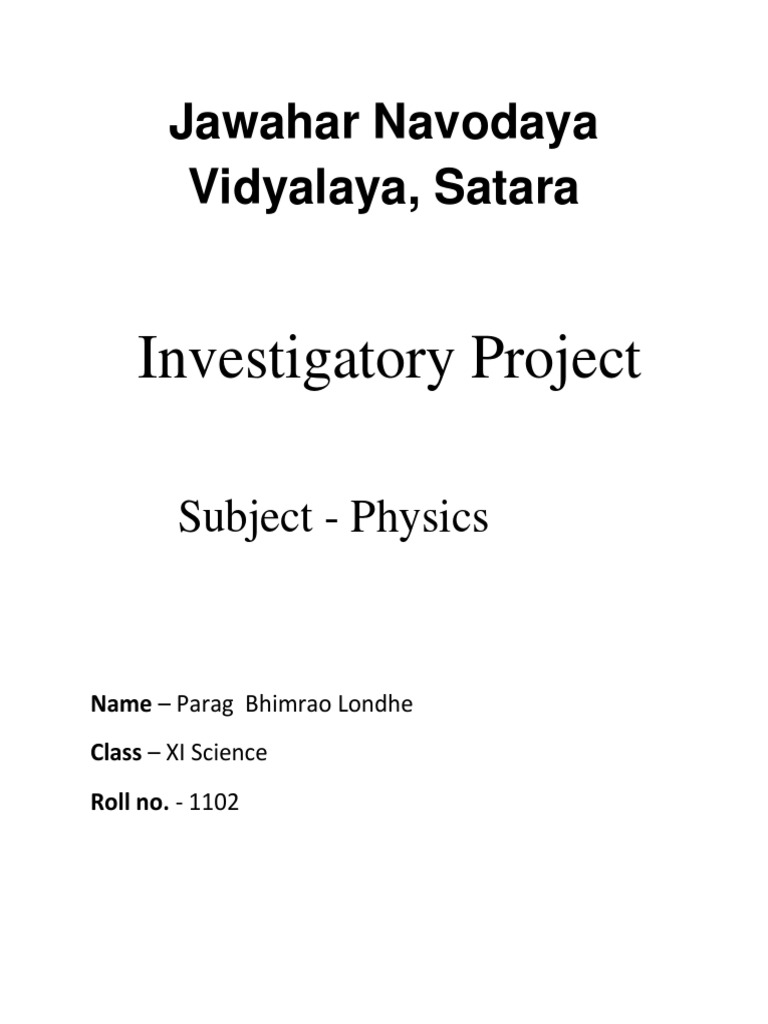 Physics Project For Class XI | PDF | Force | Classical Mechanics