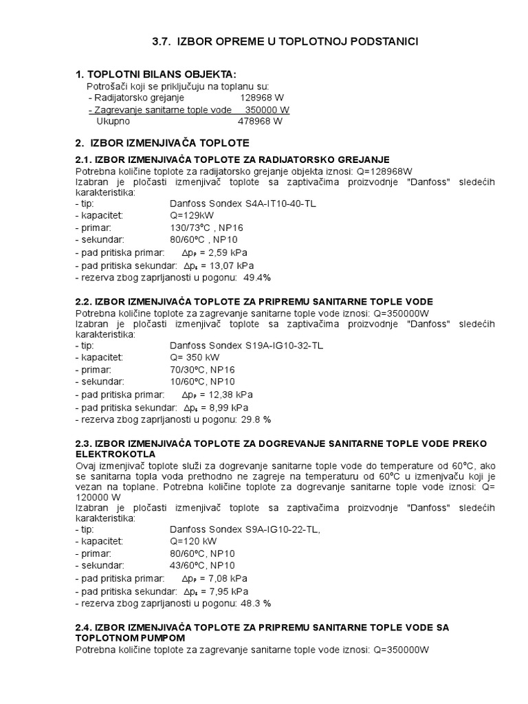 Toplotne Podstanice: Izbor Opreme | PDF | Units Of Measurement | Pressure