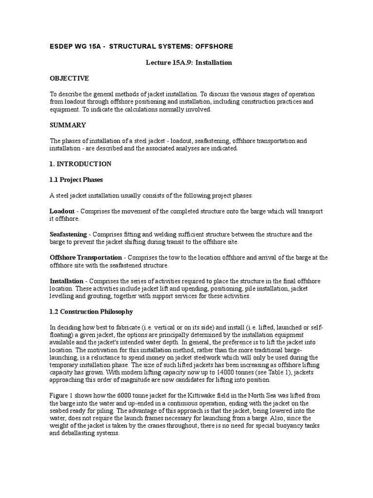 Offshore Installation Procedure | PDF | Crane (Machine) | Buoyancy