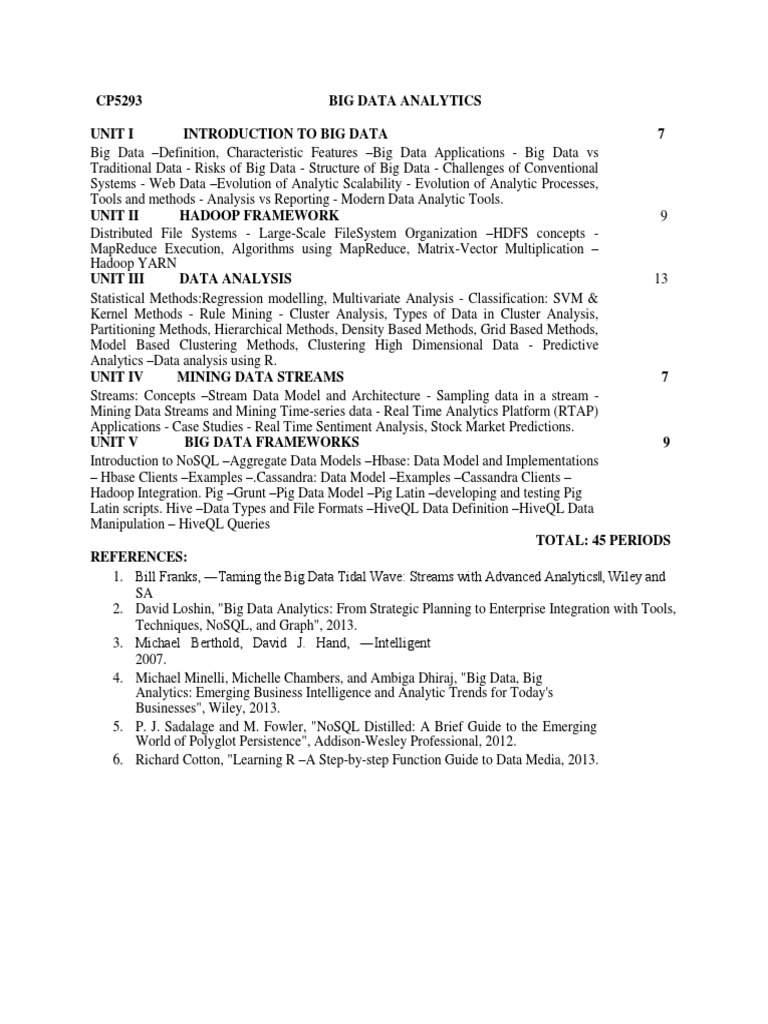 Big Data Syllabus | PDF | Big Data | Apache Hadoop Big Data Syllabus | PDF | Big Data | Apache Hadoop