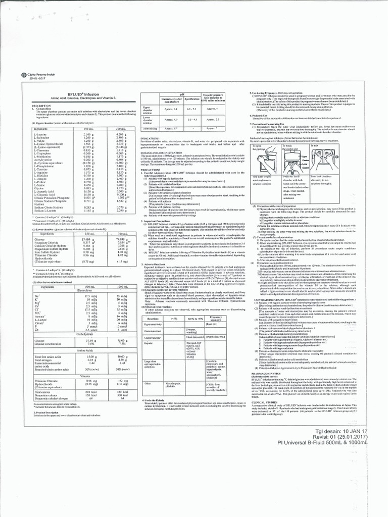 BFluid Larutan Injeksi - Asam Amino+Glukosa+Elektrolit+Vitamin B - DKL1618708449A1 - 2017 PDF | PDF