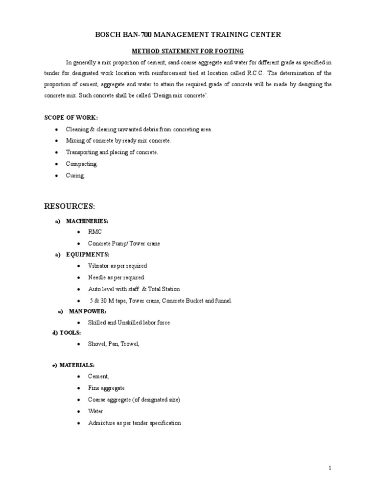 Msa - Footing Concrete | PDF | Concrete | Building Technology