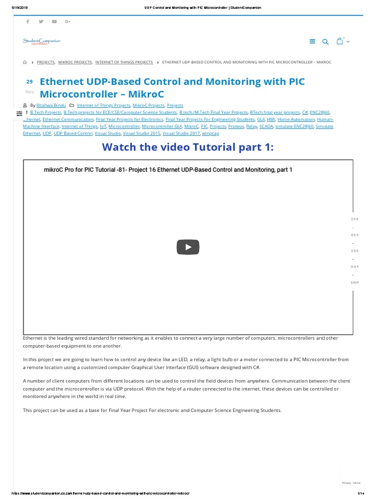 UDP Control and Monitoring With PIC Microcontroller - StudentCompanion PDF | PDF | Port ...