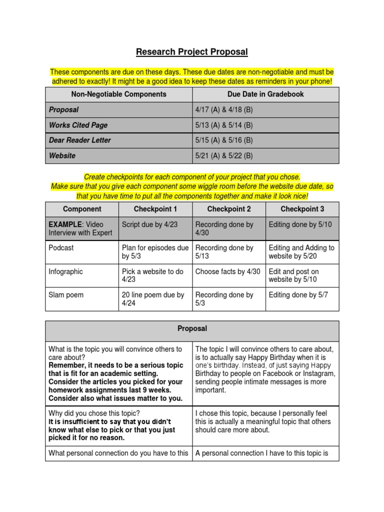 Emily Chapa Sanchez - Proposal Template Due Dates Checkpoints | PDF ...