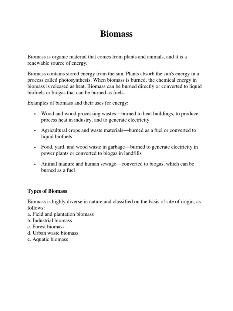 Biomass | PDF | Biomass | Biofuel