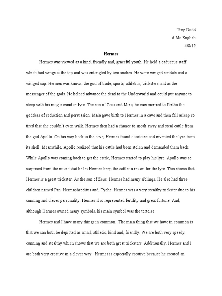 Greek Mythology Writing Promt - Trey Dodd | Download Free PDF | Ancient ...