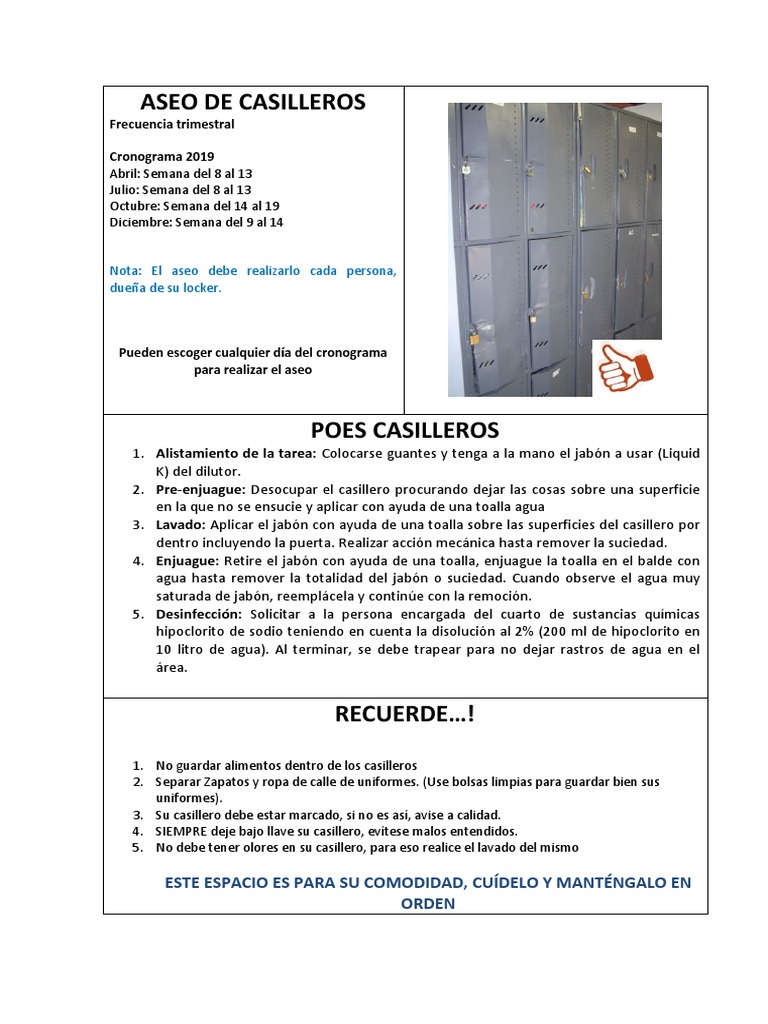 Aseo de Lockers | PDF | Hogar, jardinería y bricolaje