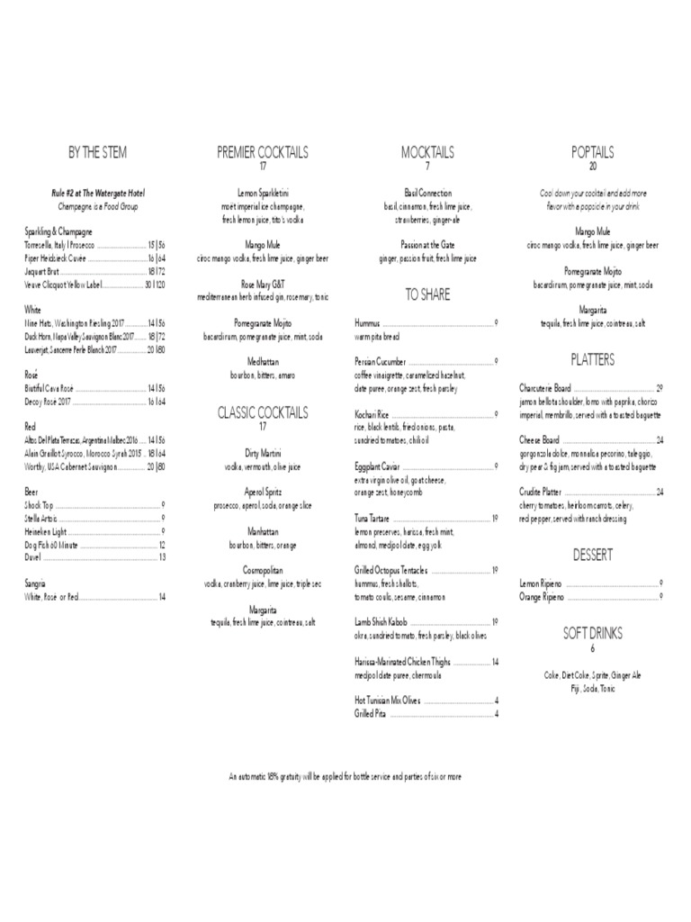 Top of The Gate Menu - May 2019 | PDF | Cuisine | Foods