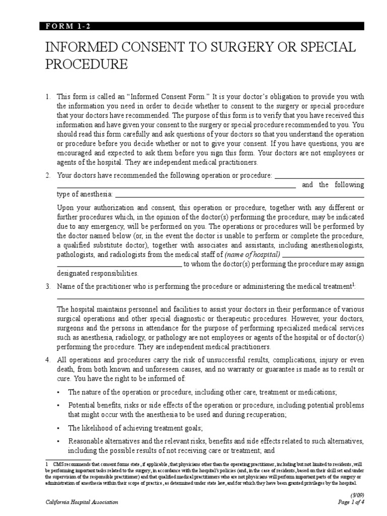 Form1 2 PDF | Download Free PDF | Surgery | Informed Consent
