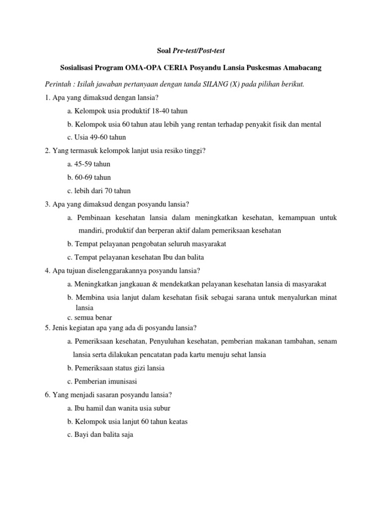 Soal Pre-Test Dan Post Test | PDF