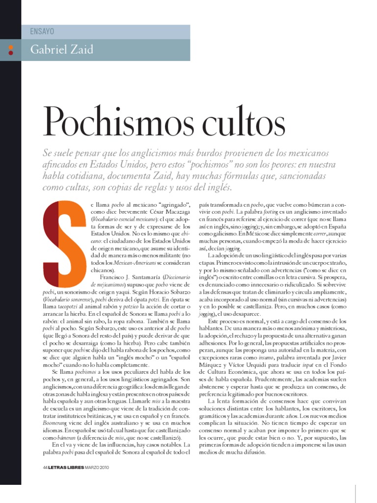Pochismos: Anglicismos en el Español Mexicano | PDF | Lengua española ...