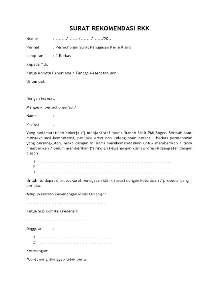 Surat Rekomendasi RKK | PDF