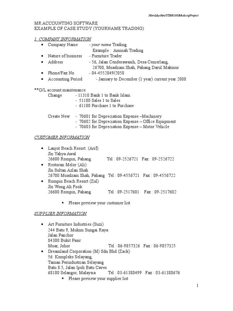 MR ACCOUNTING Case Study - Lab Session | PDF | Debits And Credits ...