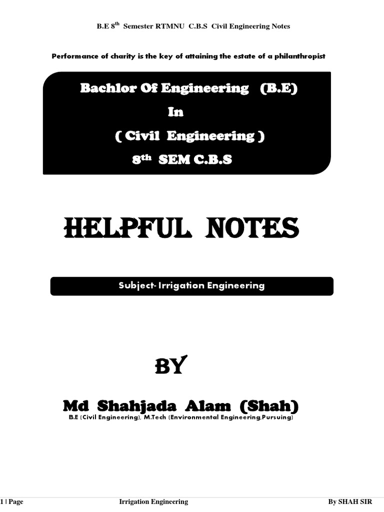 RTMNU Civil Engineering Irrigation Notes | PDF | Educational Assessment ...