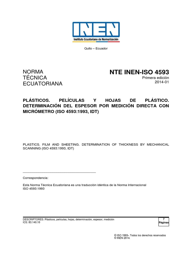 Nte Inen Iso 4593 | PDF | Organización internacional para la ...