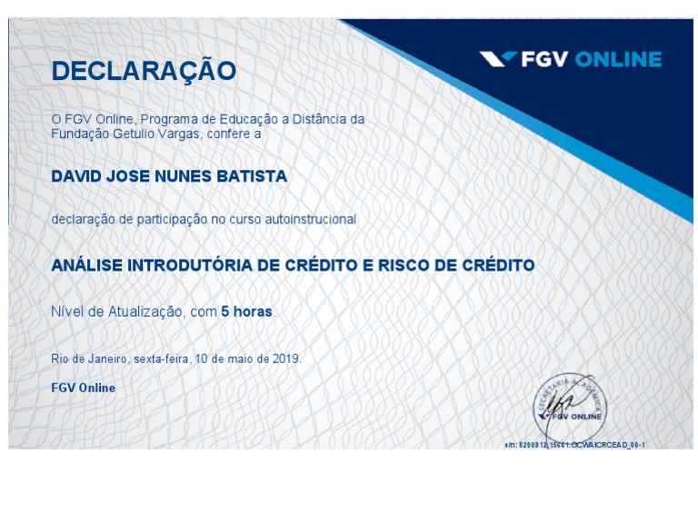 Certificado FGV PDF | PDF