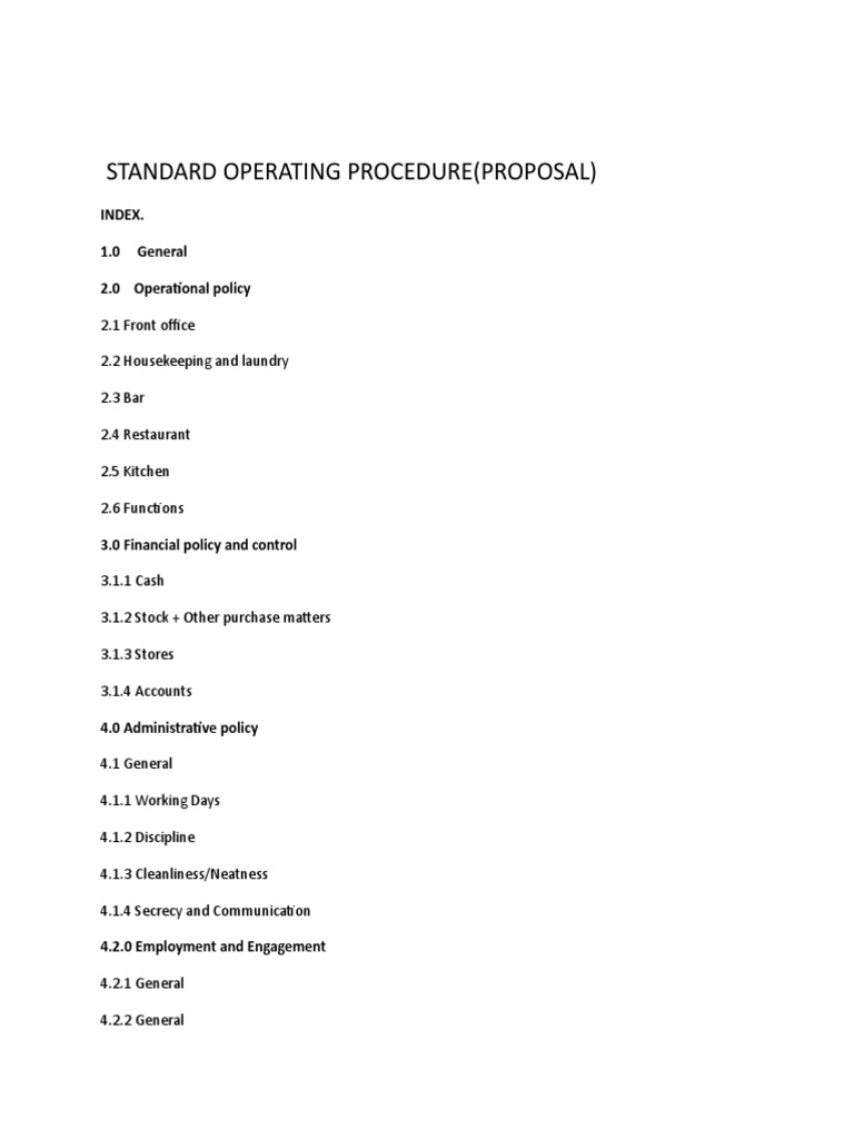 Standard Operation Procedure | PDF | Restaurants | Bar