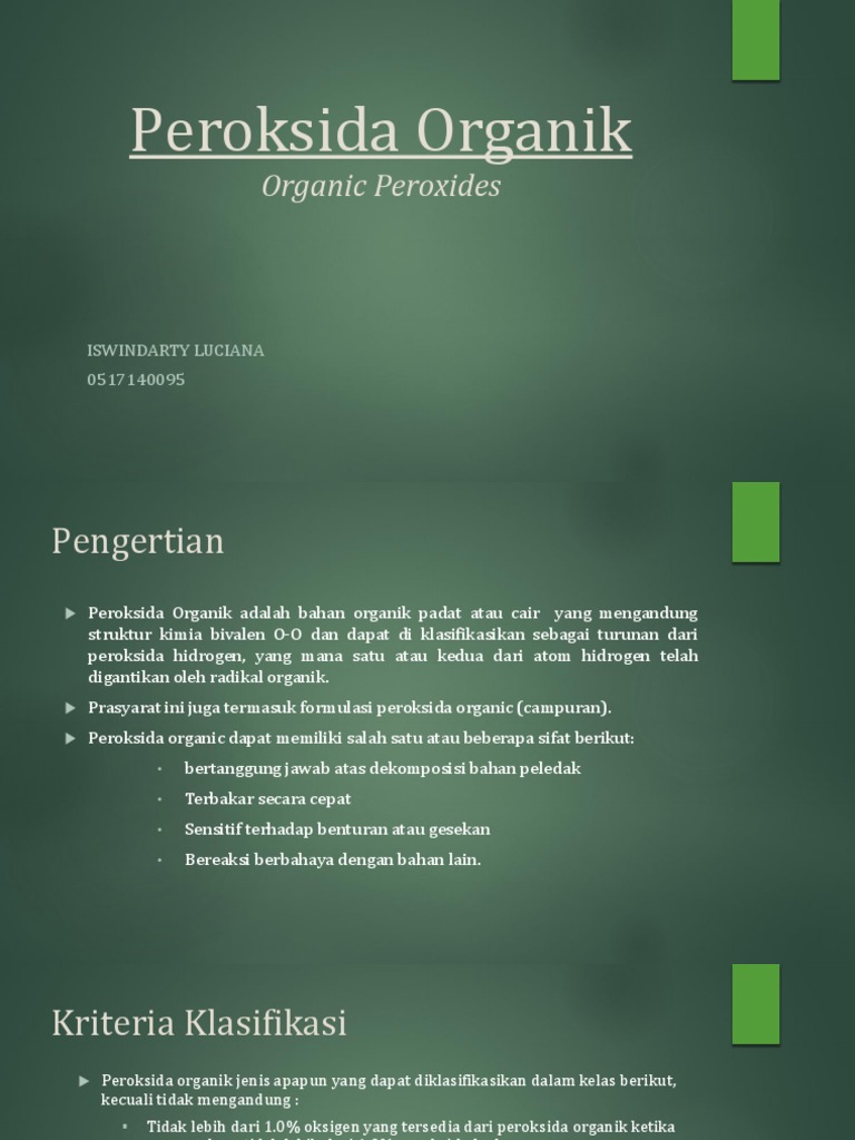Klasifikasi dan Pengertian Peroksida Organik | PDF | Sains & Matematika