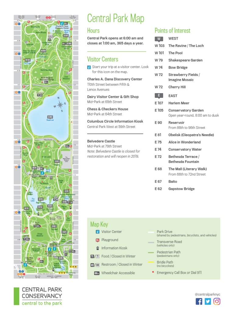 Central Park Map PDF | PDF | Parks | Outdoor Recreation