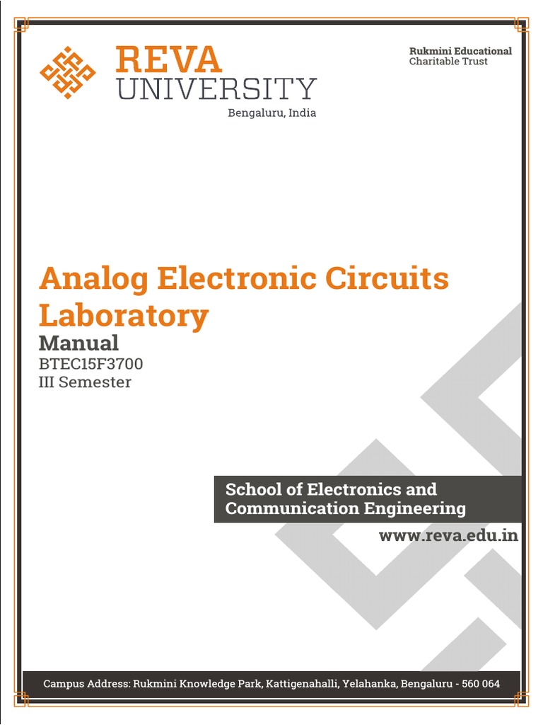 Analog Electronic Circuits Lab Manual - BTEC15F3700 PDF | Download Free PDF | Amplifier ...